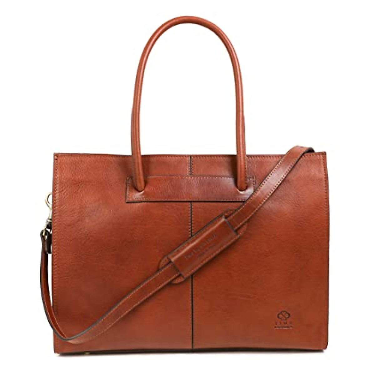 Time Resistance Leather Handbag - Top Handle Bag - Full-Grain Leather Tote Bag - Purse for Women (Cognac)