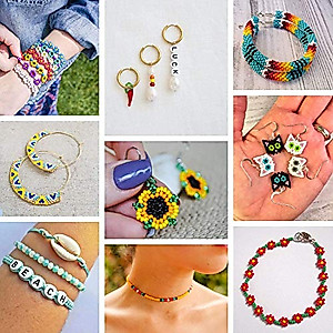 DICOBD Craft Beads Kit 10800pcs 3mm Glass Seed Beads and 1200pcs Letter Beads for Friendship Bracelets Jewelry Making Necklaces and Key Chains with 2 Rolls of Cord