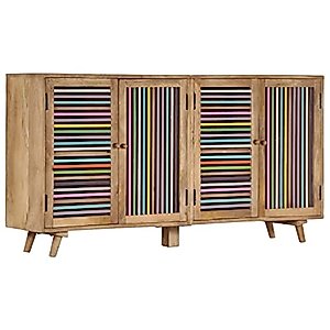 vidaXL Sideboard Buffet Kitchen Storage Cabinet with Doors Liquor Dining Room Hallway Cupboard Console Table Accent Cabinet Solid Wood Mango 59.1" x 11.8" x 29.5"