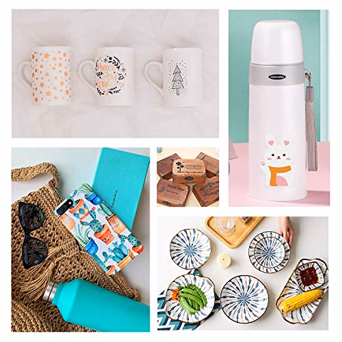 A-SUB Waterslide Decal Paper for Inkjet Printers 25 Sheets White Water Slide Transfer Paper 8.5x11 in for DIY Tumbler, Mug, Glass Decals