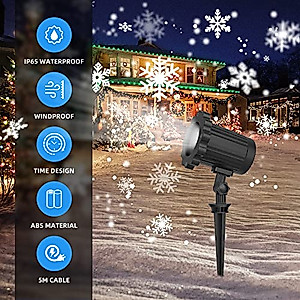 (2022 Version)Christmas Projector Lights Outdoor with Remote Control Timer, IP65 Waterproof, Wall Mountable, 14.76ft Cable, Snowflake Projection Lamp for Xmas Holiday New Year House Party Decoration