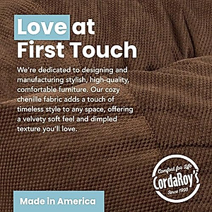 CordaRoy's Chenille Bean Bag Chair, Convertible Chair Folds from Bean Bag to Lounger, As Seen on Shark Tank, Espresso - Full Size