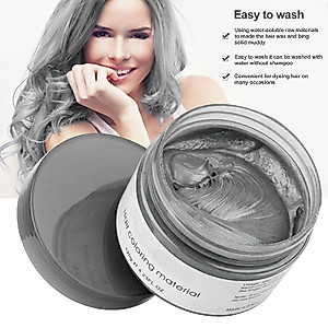 Acosexy Grey Hair DyeTemporary Hair Wax,4.23oz Instant Hairstyle Mud Cream, Natural Hair Coloring Wax Material Disposable Hair Styling Clays Ash for Cosplay,Party,Masquerade, Halloween.etc (Sliver)