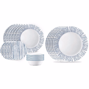 Corelle 18-Piece Dinnerware Set (Service for 6) + Corelle 6-Piece 10.25" Dinner Plates, Vitrelle Triple Layer Glass, Lightweight Round Plates