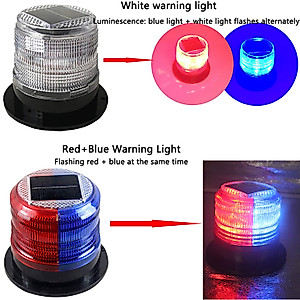 RISOON Solar Strobe Warning Safety Flashing Light/Ceiling Strobe Light, with Strong Magnetic Base Waterproof for Construction, Traffic, Factory, Crane Tower, Boat Navigation (Red+Blue)