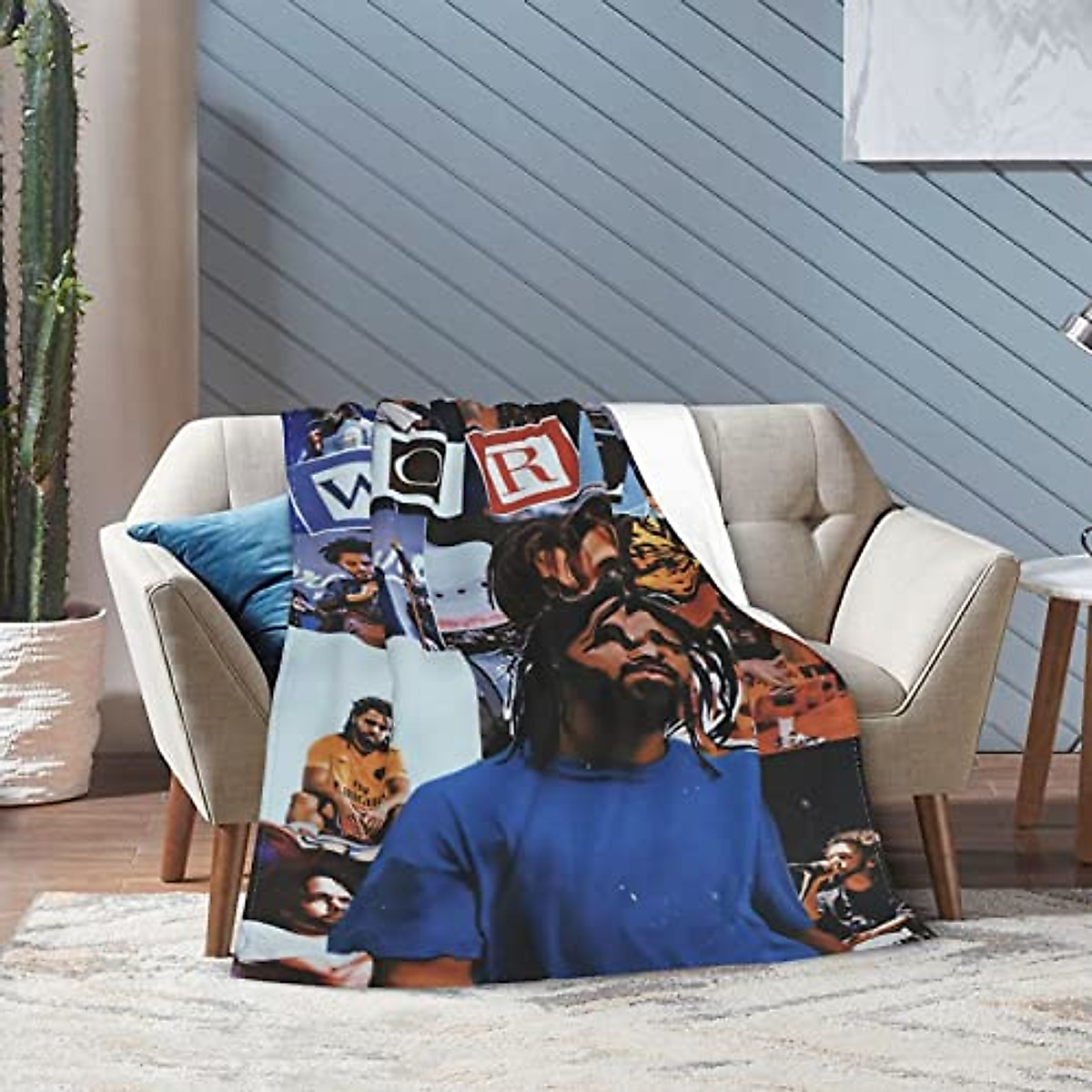 DanaJLessard Flannel Blanket J Rapper Cole Funny Throws Blanket Women Men Lightweight Super Soft Fleece Air Conditioning Blankets for All Season 60"x50"