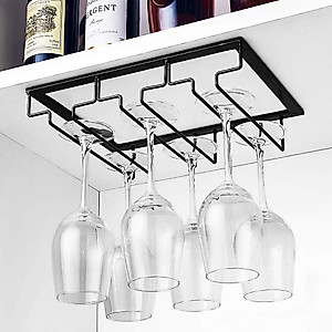 Wine Glass Rack, Under Cabinet Stemware Rack Wine Glass Holder Storage Hanger for Cabinet Kitchen Bar