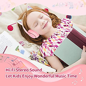 TOKANI Cat Ear Headphones, Kids Bluetooth Headphone with Microphone,Foldable Comfortable and Adjustable Wireless/Wire Over Ear Headset for Girls Teenagers and Adults(Pink)