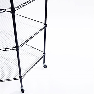 drsapfa Garage Shelving, Shelving Unit, Storage Shelf, Changeable Assembly Floor Standing Carbon Steel Storage Rack, Heavy Duty Steel 6-Tier Corner Restaurant Shelf Commercial Food Storage (Black)