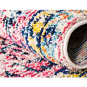 Unique Loom Monterey Collection Vintage Bohemian Inspired with Distressed Tribal Design Area Rug, 8 x 10 ft, Pink/Yellow