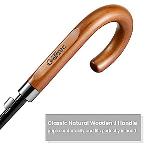 G4Free 54 Inch Large Windproof Umbrella for 2 Persons, 16 Ribs Auto Open Classic Wooden J Handle Cane Stick Golf Rain Umbrellas for Men Women Travel 120cm