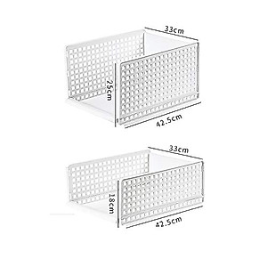 HOUTBY Stackable Wardrobe Organizer Drawer Plastic Storage Shelves Multifunctional Closet Cabinet Cube Basket Bins Organizer Containers for Clothes Shoes Toys Towels Bedroom Living Room