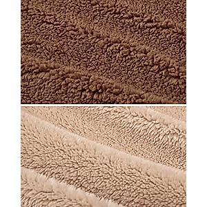 Panku Ultra-Soft Thick Micromink Sherpa Blanket Throw for Couch, Reversible Fuzzy Warm Throw Blanket All Season for Men Women Gifts (50X60 Beige and Camel)