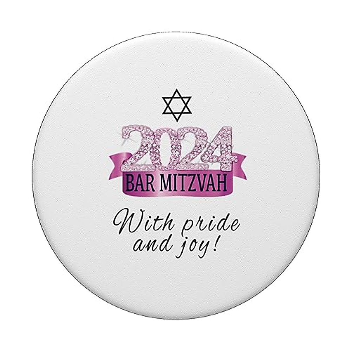2024 Bar Mitzvah I Pride & Joy I White Pink Banner Decor PopSockets Standard PopGrip