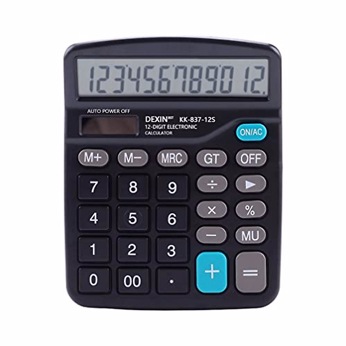 Desktop Calculator 12 Digit, Large LCD Display and Sensitive Button, Battery Dual Power Input Standard Function for Office, Home, School (Black)
