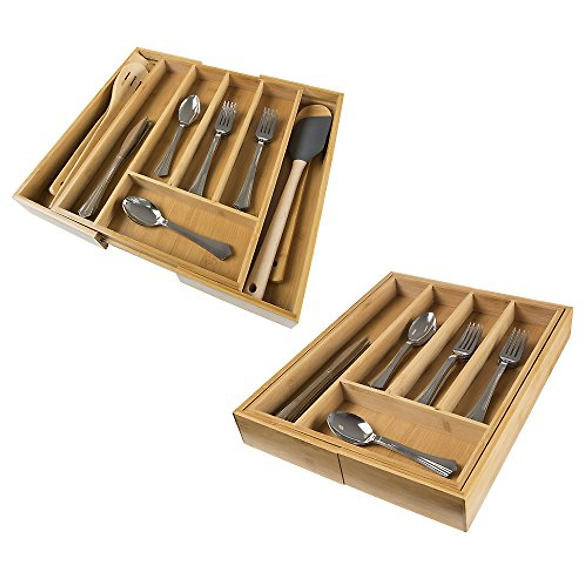Lavish Home Bamboo Expandable Utensil Drawer Organizer – Flatware, Utensil, Cutlery Kitchen Divider (Also for Desk and Office)