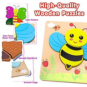 GEPER Wooden Puzzles for Toddlers 1-3, Animal Shape Toddler Puzzles Montessori Toy for 1 2 3 Year Old Boys Girls, Learning Educational Toys for Toddlers Early Development and Activity Toys Gifts