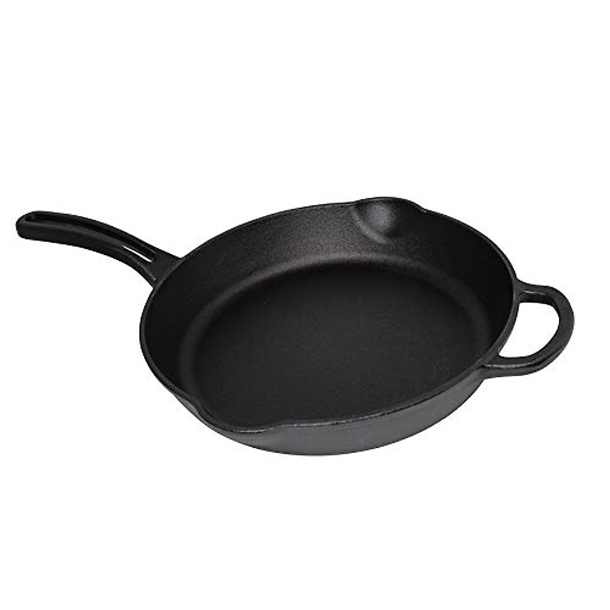 Mirro MIR-19053 12" Pre-Seasoned Ready to Use Round Cast Iron Skillet with Helper Handle, Black