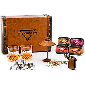 Cocktail Smoker Kit with Torch, Umbrella Whiskey Bourbon Smoker Kit with Wood Chips, Smoked Old Fashioned Drink Smoker Infuser Kit, Unique Gifts for Men Him Dad Husband Boyfriend (No Butane)