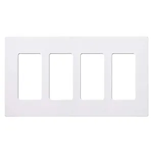 Lutron Claro 4 Gang Decorator/Rocker Wallplate, Gloss, White (1-Pack) | CW-4-WH