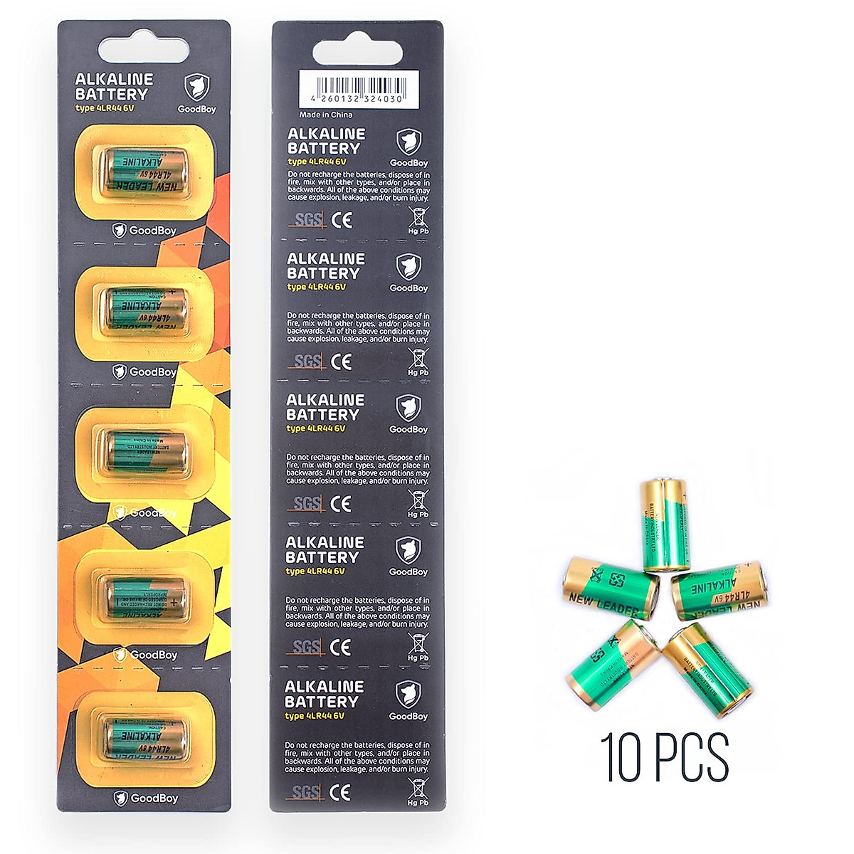 GoodBoy Bark Collar Batteries 10-Pack (2x5) 6V Alkaline Battery 4LR44 (Also Known as PX28A, A544, K28A, V34PX)