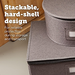 storageLAB China Storage Containers, Containers for Organizing, Hard Shell Case, Felt Plate Dividers, Moving Supplies, Storage Box, Wine, Dishes, Glasses Storage, Charger Plates Storage Containers