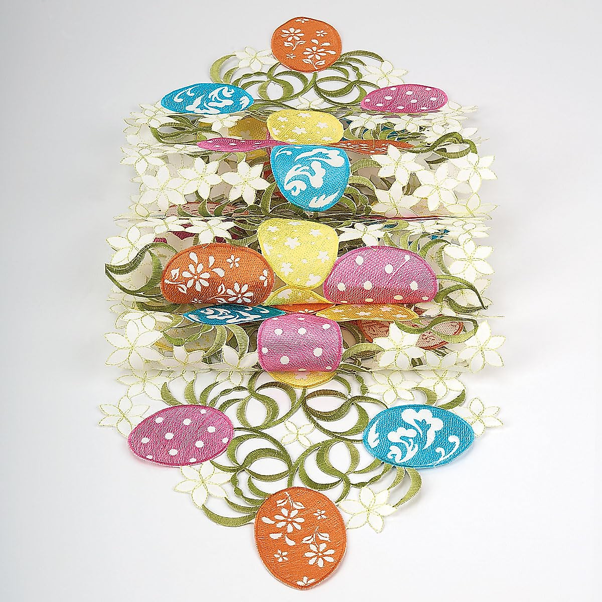 Current Easter Egg Table Runner - 13 x 72-Inch Easter Indoor & Outdoor Dining Decorations, Embroidered Home Decor, Holiday Centerpiece, Machine Washable Polyester