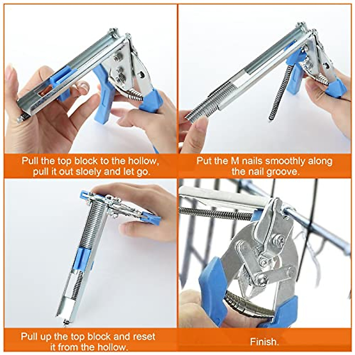 2 Pack Type M Nail Ring Pliers Kit With 1200pcs M Zinc Alloy Hog Rings, Hog Nail Ring Pliers for Fencing, Repair Hand Tools for Animal Cages, Wire Fencing