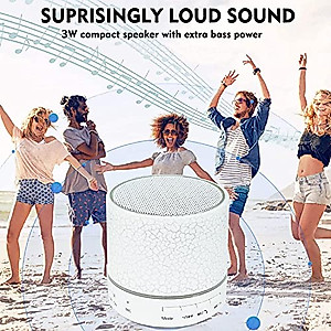 Bluetooth Speaker, Portable Wireless Speakers with Led Lights, IPX7 Waterproof Shower Speakers, 360 HD Surround Sound, Built-in-Mic, TF Card, Mini Outdoor Speaker Radio for Party, Travel, Beach, Home