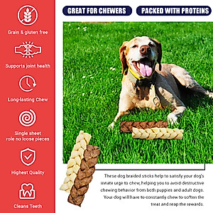 American Made Treat Co - Dog Treats, Beefhide Braids - Chicken and Beef Assorted Flavors Rawhide Chews for Dental Health & Protein - 7-8" - 6 Pack