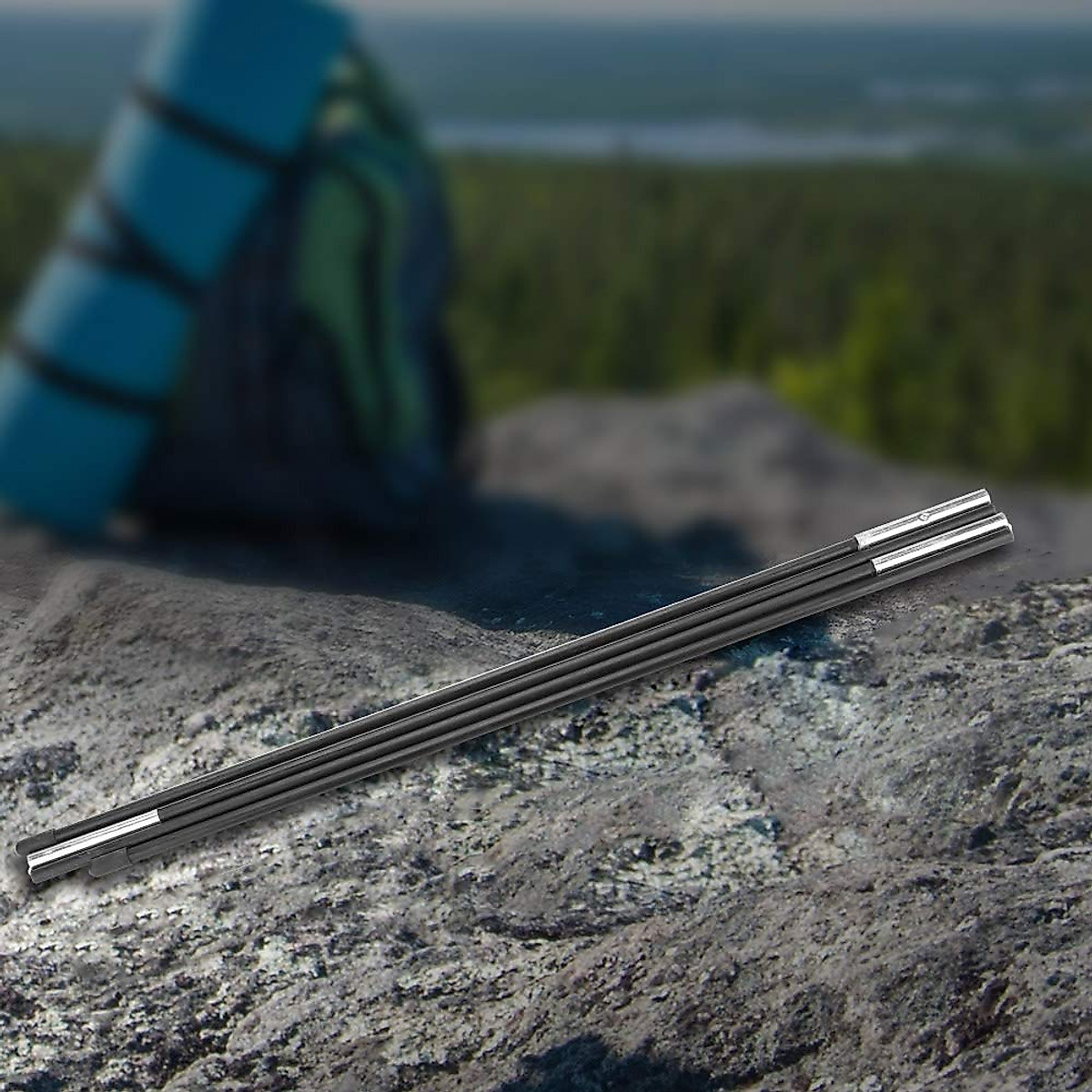 Aluminum Tent Poles for Tarp, Four Sections in One, Total Length 1.8m Adjustable Tarp Poles for Camping Backpacking