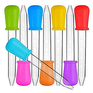 XP-ART 20 Pack Liquid Droppers for Kids Silicone and Plastic Pipettes with Bulb Tip 5 ML Eye Dropper for Candy Molds