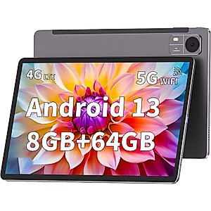 Tablet 10.1 inch Android 13 Tablet PC Latest Update Octa Core Processor 8(4+4) + 64GB Storage, 1TB Expand Support, Dual Camera, with 4G Cellular Tablet, WiFi, FM, Bluetooth, GPS, HD Display Metal Body