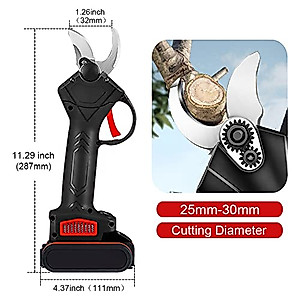 HOOUP Electric Pruning Shears for gardening tree trimming,Professional Cordless Electric Pruning  with 2 PCS Rechargeable 2Ah Lithium Battery and 25mm Cutting Diameter, Tree Branch Pruner (Black)