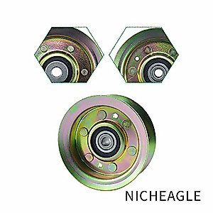NICHEFLAG 177968 Idler Pulley Replaces 177968 Idler Pulley Craftsman, 193197 Idler Pulley Craftsman, 532177968, 532193197, Ariens 21546308 for Husqvarna Z254, YTH24V48, YTH2348, YTH21K46 Decks