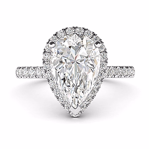10k White Gold Simulated Pear-Shaped Diamond Halo Engagement Ring with Side Stones Promise Bridal Ring (7)
