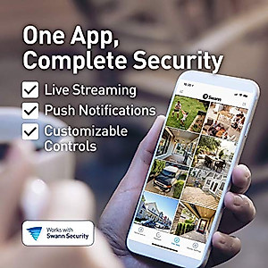 Swann Wire-Free 1080p Full HD Indoor & Outdoor Waterproof Recharcheable Security Camera with Night Vision, 2-Way Talk, Heat, Motion & Person Detection, Free Cloud & Local Recording.