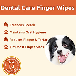 MokaPaw Dog Teeth Cleaning Wipes - Dog Tooth Wipes - Dental Wipes for Dogs Teeth - Cat Teeth Cleaning Wipes - Dog Teeth Wipes - Pet Dental Finger Wipes for Dogs and Cats - 40 Count
