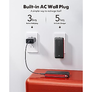 VIYISI Portable Charger with Built-in Cables, Fast Charging Power Bank with Wall Plug 10000mAh, USB C Battery Pack Compatible with iPhone 15/14/13/12/11, Samsung, Huawei, More USB-C Devices - Black