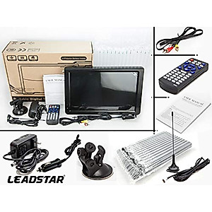 12 Inch Portable Digital ATSC TFT HD Screen Freeview LED TV for Car,Caravan,Camping,Outdoor or Kitchen.Built-in Battery Television/Monitor with Multimedia Player Support USB Card LEADSTAR