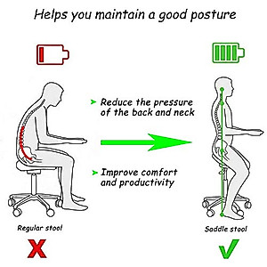 Saddle Stool Chair for Massage Clinic Spa Salon Cutting, Saddle Rolling Stool with Wheels Adjustable Height (Black)