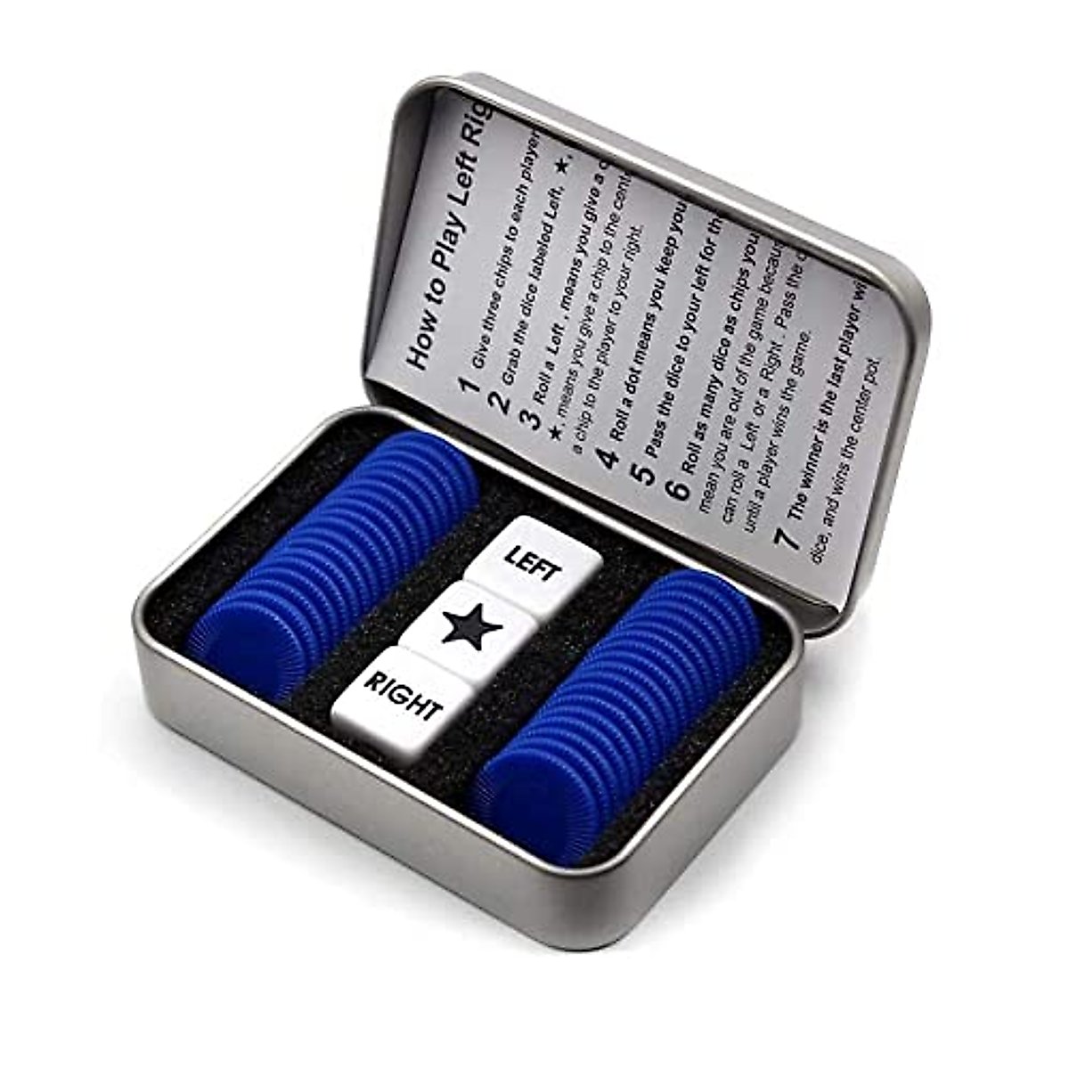 Befantasway Right Left Center Dice Game Set with 3 Dices + 36 Chips (3 Sets -Red+Green+Blue)