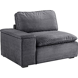 ClickDecor Symphony Mid-Century Microfiber Upholstered Modular Sofa Collection, Reversible Cloud Pillow Soft Seat Cushions, Storage, Charcoal