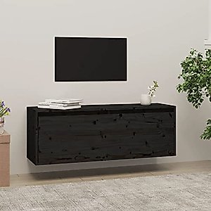 CHARMMA Wall Cabinet Black 39.4"x11.8"x13.8" Solid Wood Pine-5535