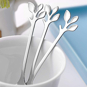 AnSaw 8-Pc Silver Mini Leaf Fruit Forks Set - 4.7" Elegant Stainless Steel Dessert, Appetizer, Cake & Salad Forks - Perfect for Cocktail Parties & Home Use