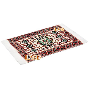 iLAND Dollhouse Furniture on 1/12 Scale for Dollhouse Living Room incl Sofa w/Pillow & End Table & Rug (Red White Gingham Armchairs Set)