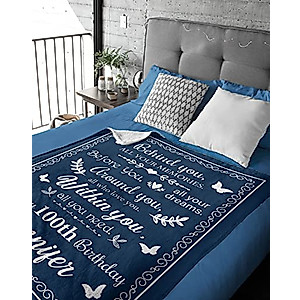 PADOVO Happy 100th Birthday Gifts Behind You All Your Memories Personalized Blanket for Women Her Wife Sister Mom Friends Grandmother Coworker Boss 100 Years Old Blankets Throw Couch Bed Sofa