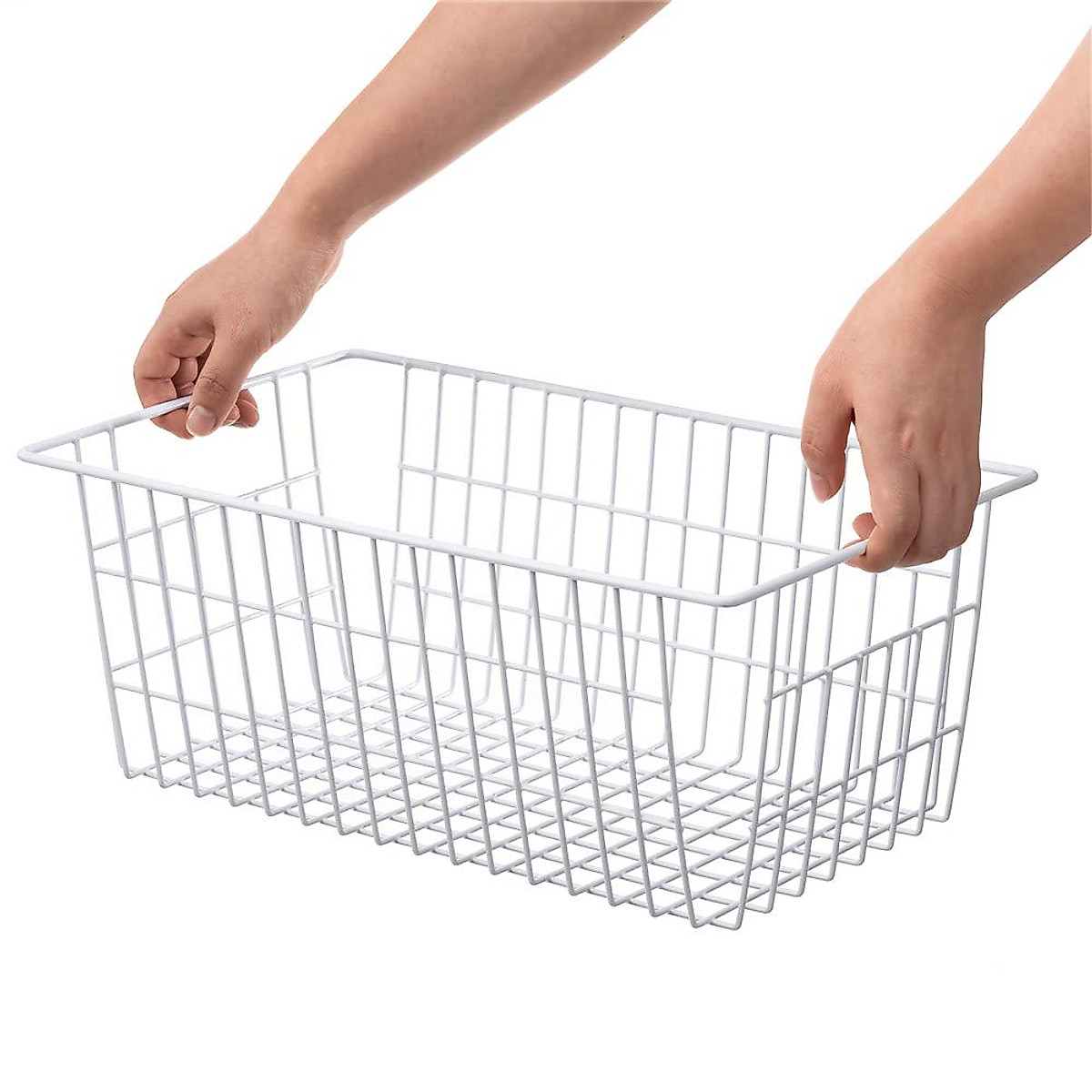 SANNO Freezer Baskets,Farmhouse Metal Wire Basket Freezer Storage Wire Baskets Organizer Wire Storage Basket for Kitchen Pantry Organizer Bins,14"x11"x6"