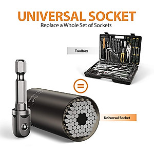 Universal Socket Tools Gifts for Men: Christmas Gifts Stocking Stuffers for Dad Boyfriend Husband Professional 7mm-19mm Super Socket Tool Sets Power Drill Adapter Unique Cool Gadgets Birthday Gift