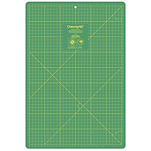 Dritz Omnigrid Double Sided Self-Healing 12x18 Cutting Mat, 12" x 18" 30cm x 45cm, Green